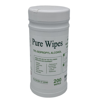 Pure Wipe - 70% Isopropyl Alcohol Wipes, Antibacterisl & Antiviral Wipes